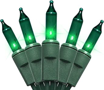 Amazon.com: MULTI-SPARKING Green Christmas Lights 35 Count ...