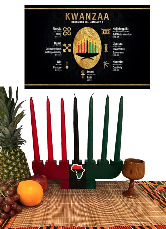 Amazon.com: Colors of Africa Kwanzaa Kinara Candle Set with Kwanzaa ...