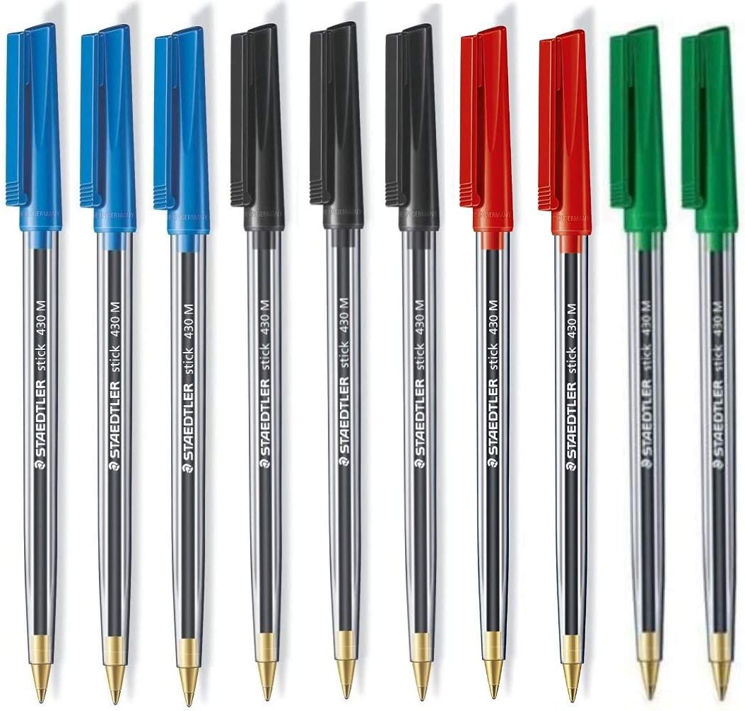 Staedtler Noris Stick Ballpoint Pen, 1 mm, Set of 6, (Blue, Red, Black ...