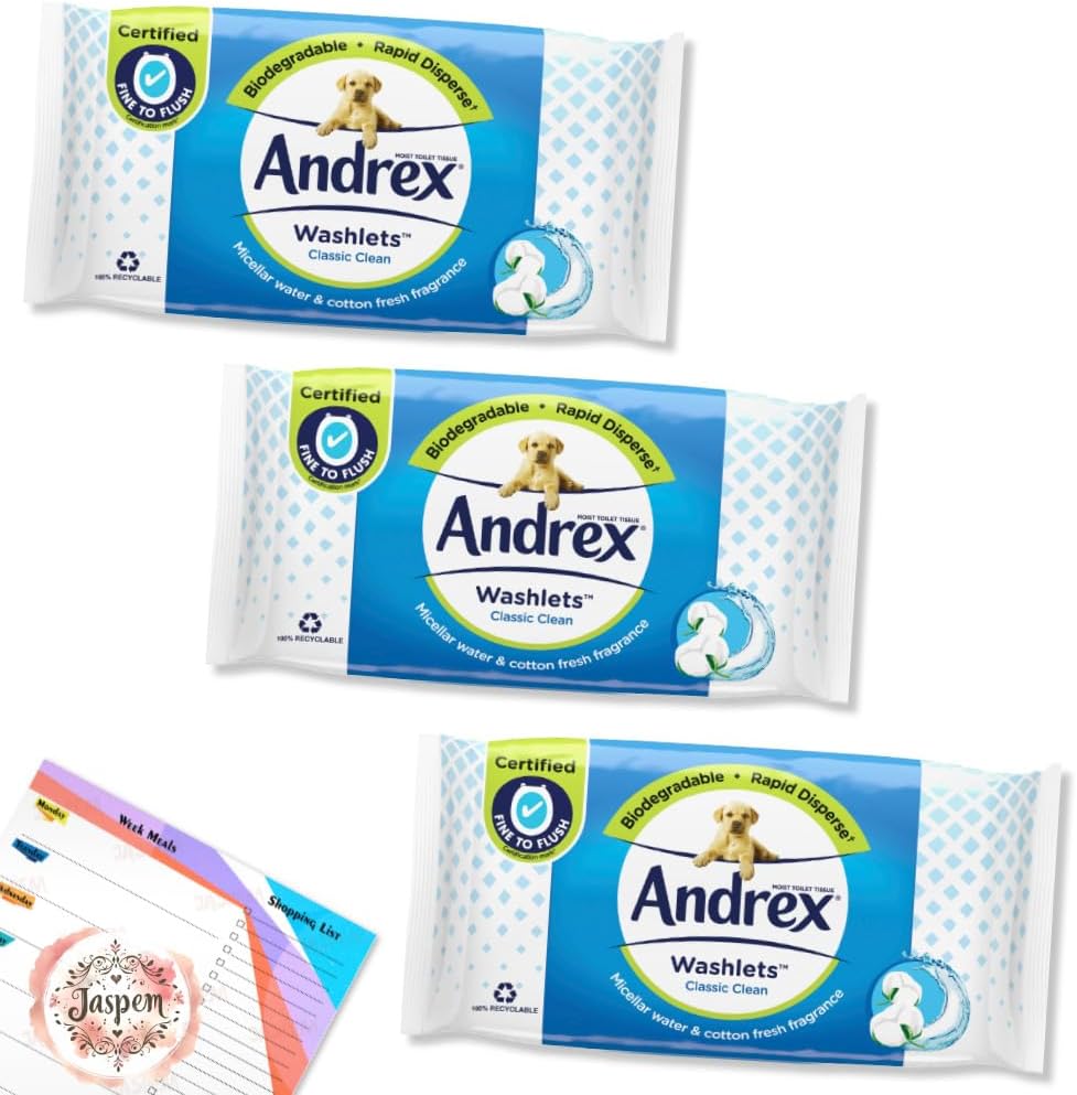 Andrex Washlets Flushable Toilet Tissue Wipes, Gentle Clean - Pack of ...