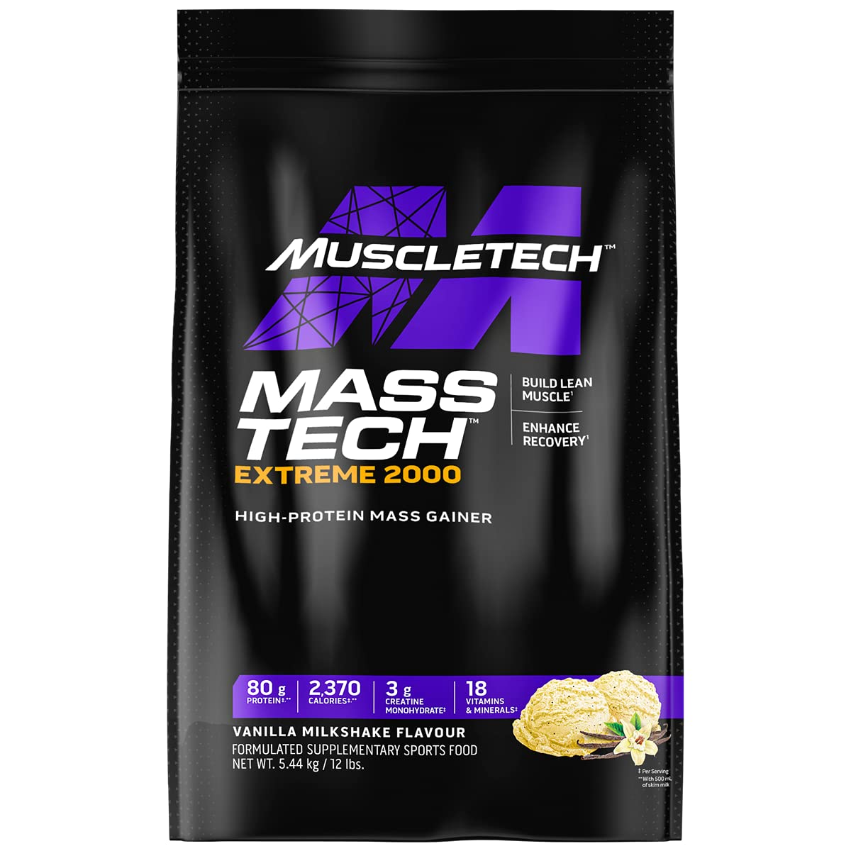 MuscleTech Mass Tech Extreme 2000 Vanilla Milkshake 12lbs AU (RB ...