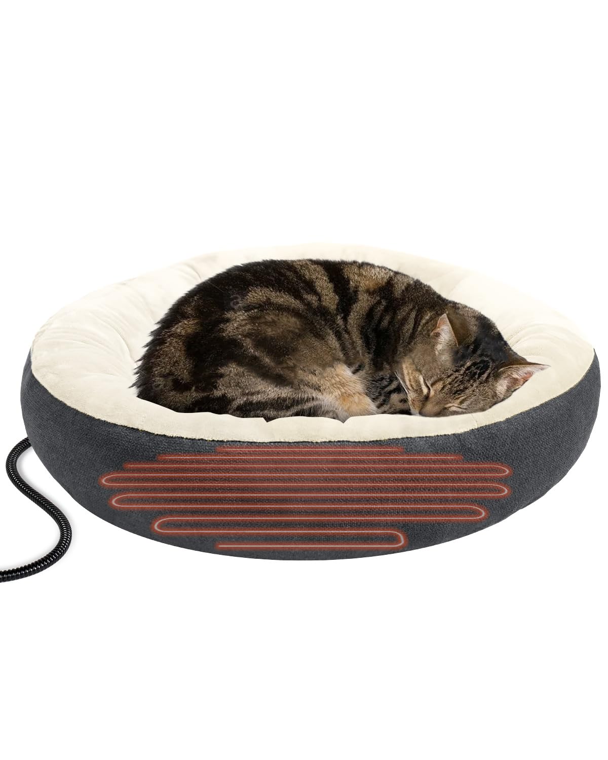 Amazon.com : JLSAME Heated Cat Beds for Indoor Cats, Soft Round Warming ...