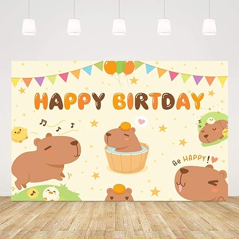 Amazon.com : Ticuenicoa 5x3ft Capybara Happy Birthday Backdrop Capybara ...
