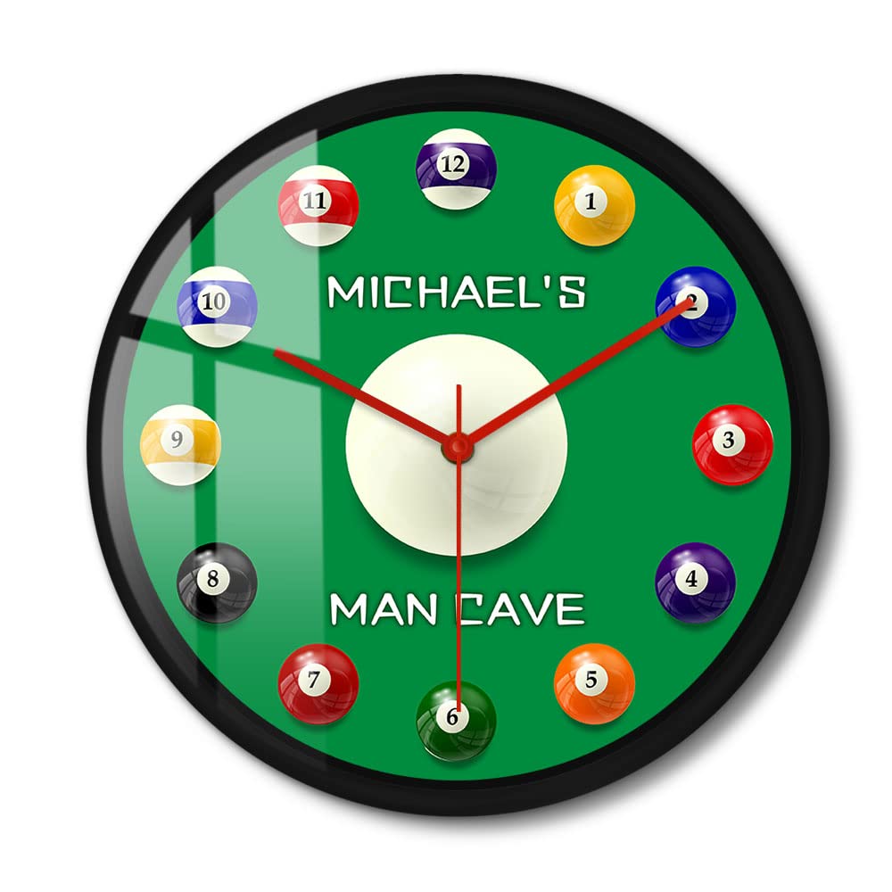 Amazon.com: Timethink 12 Inch Billiard Balls Metal Frame Wall Clock ...