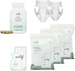 Amazon.com: Motif Medical Milk Bundle: 300 Milk Storage Bags, 2 Pump-to ...