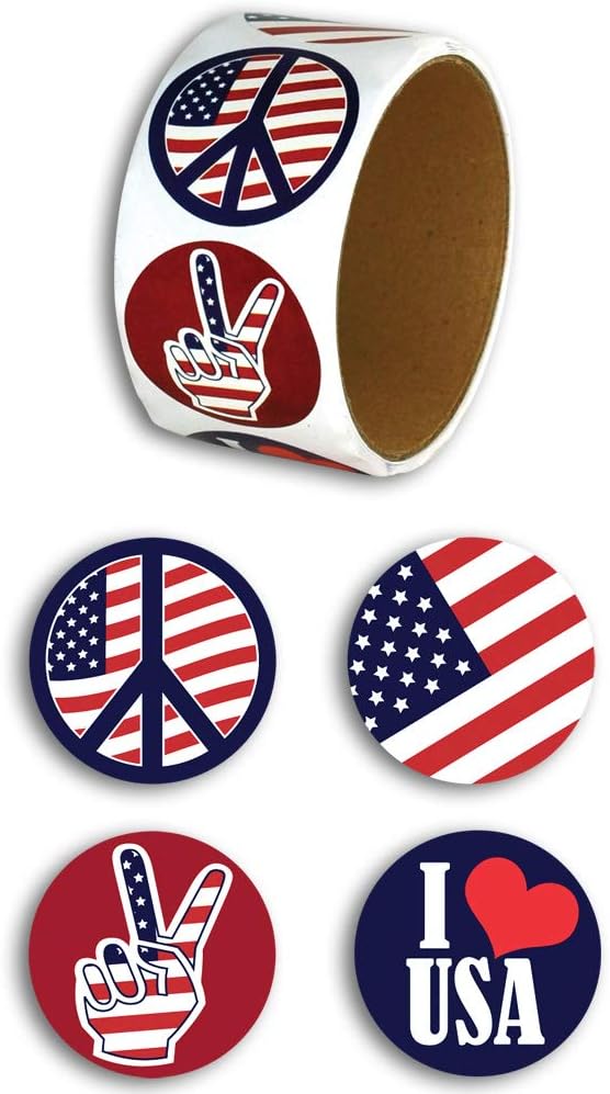 Amazon.com: Roll of 100 Assorted Patriotic Stickers : Office Products