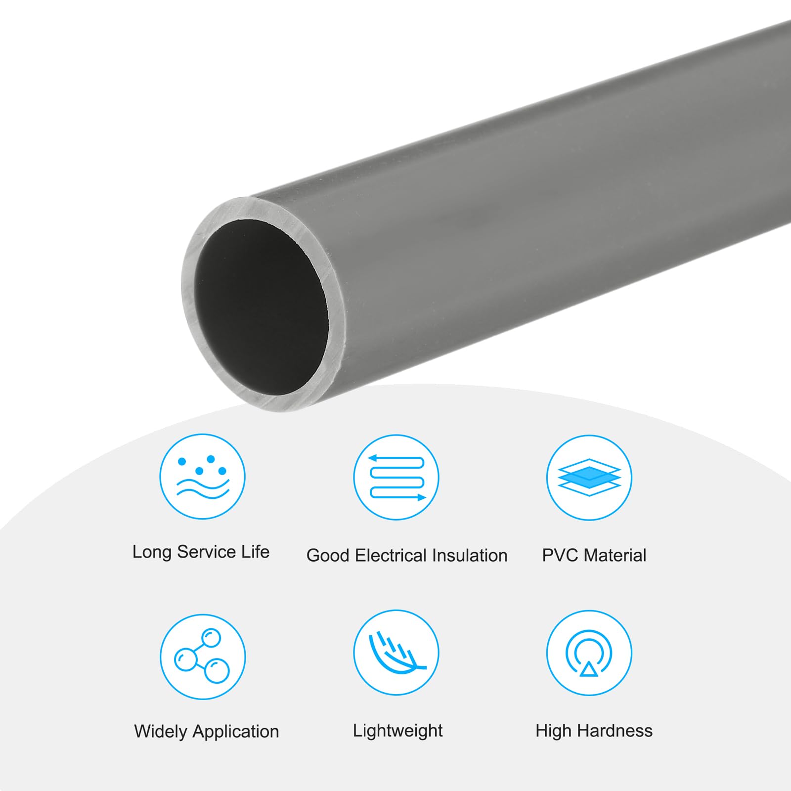 3/4 Inch PVC Rigid Pipe Sourcing Map 3/4 Inch PVC Rigid Tube Round Pipe ...