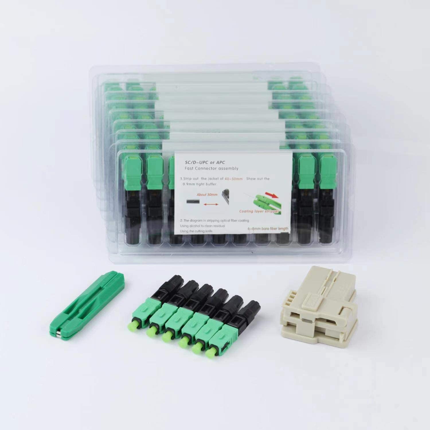 Amazon.com: 20pcs LEITE SC APC Fiber Optic Quick Connectors with ...