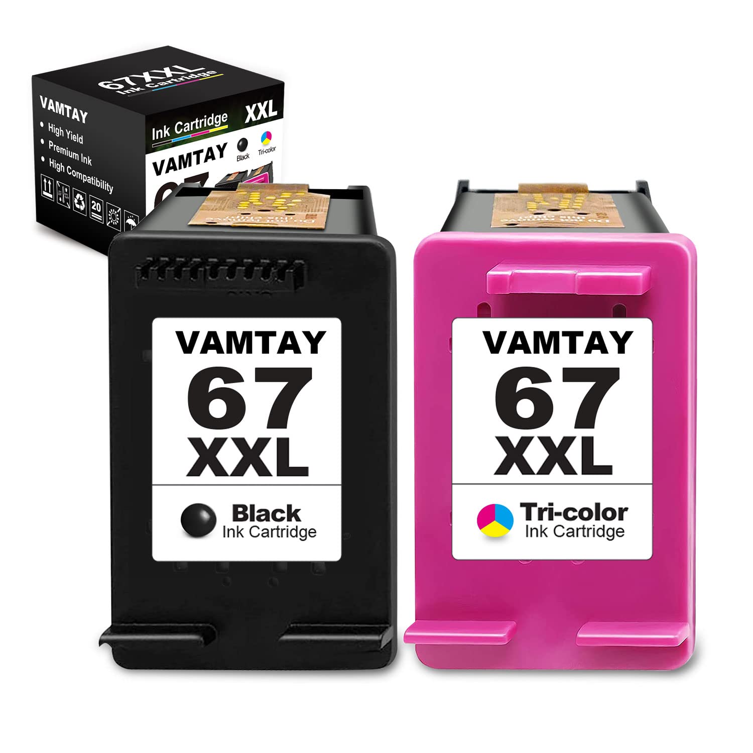 Amazon.com: VAMTAY Remanufactured 67 XXL Ink Cartridges Replacement for ...