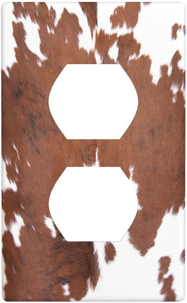 Moslion Brown Cowhide Wall Plates Switch Covers Cow Print Leopard Farm ...