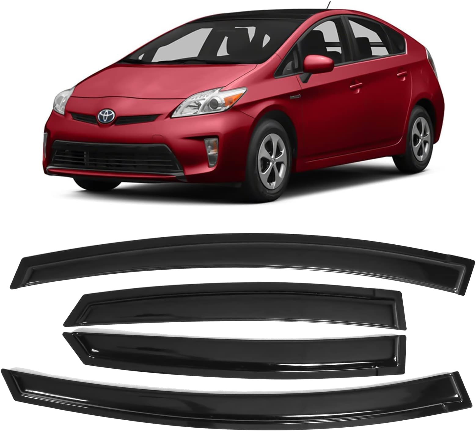 Amazon.com: Window Visors Compatible with 2010-2015 Toyota Prius, Dark ...