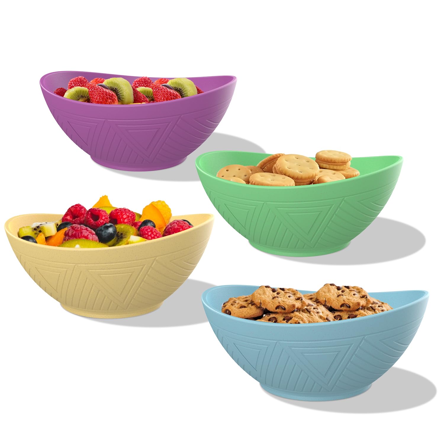 Amazon.com | Wheat Straw Bowls Set of 4 with Textured Pattern ...