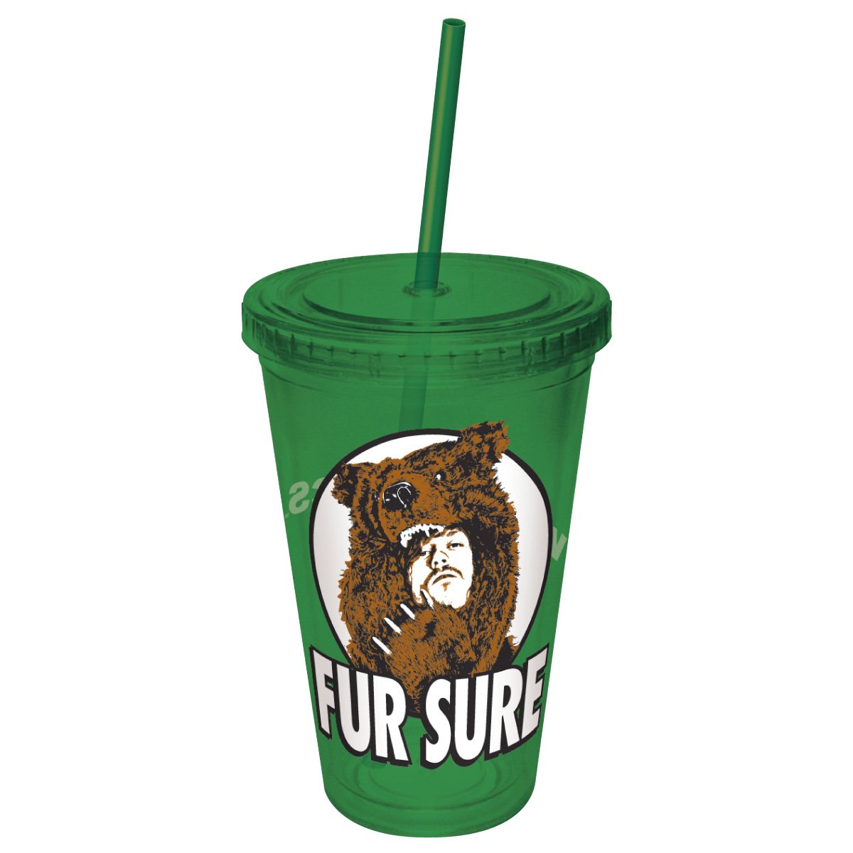 Buy ICUP Workaholics Fur Sure Plastic Cup with Straw, 16-Ounce, Green ...
