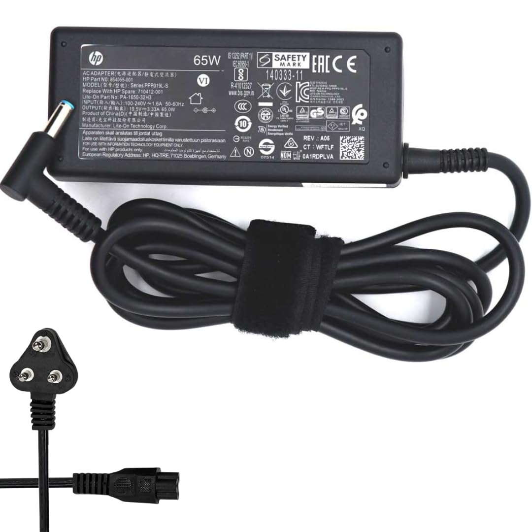 ABRALE Hp Original Blue Pin Laptop Charger 19.5V 3.33A 65W Adapter ...