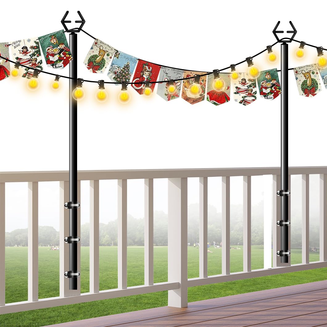 Snapklik.com : Artife 4FT String Light Poles For Outside, Outdoor Deck ...