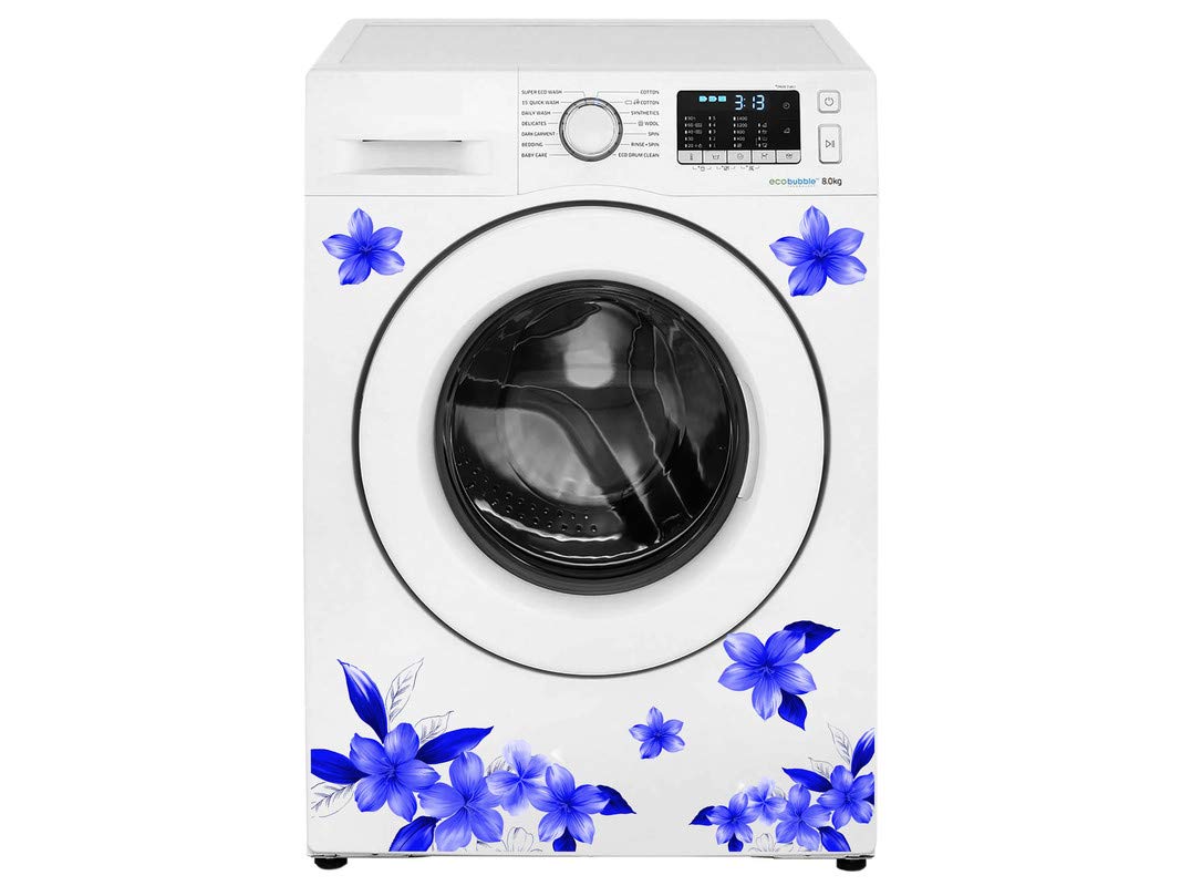 DivineDesigns™ Blue Florals Washing Machine Sticker (Size :- 22 X 33 ...