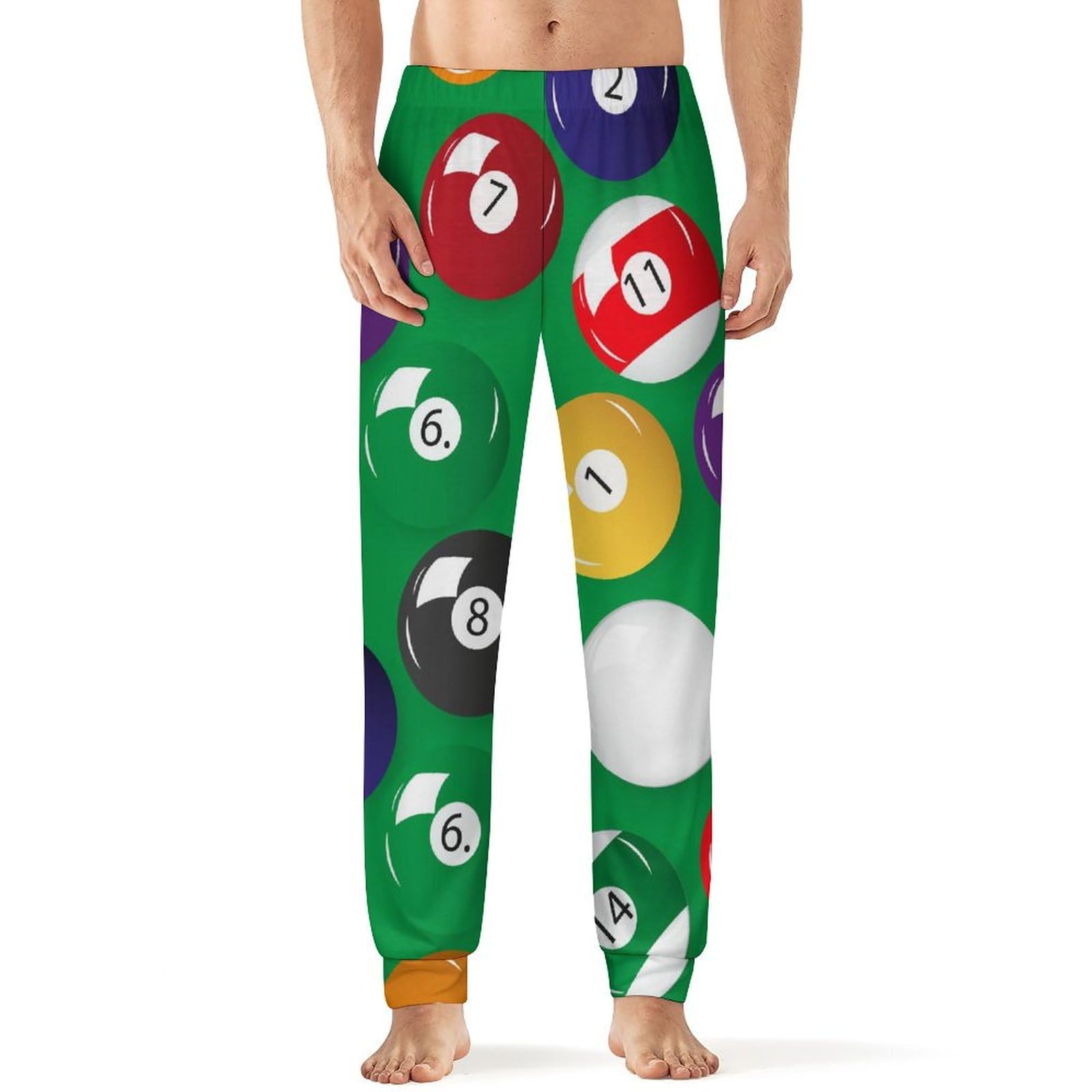 Billiards Pool Table Balls Breathable Mens Pajama Pants Lounge Sleep PJ ...