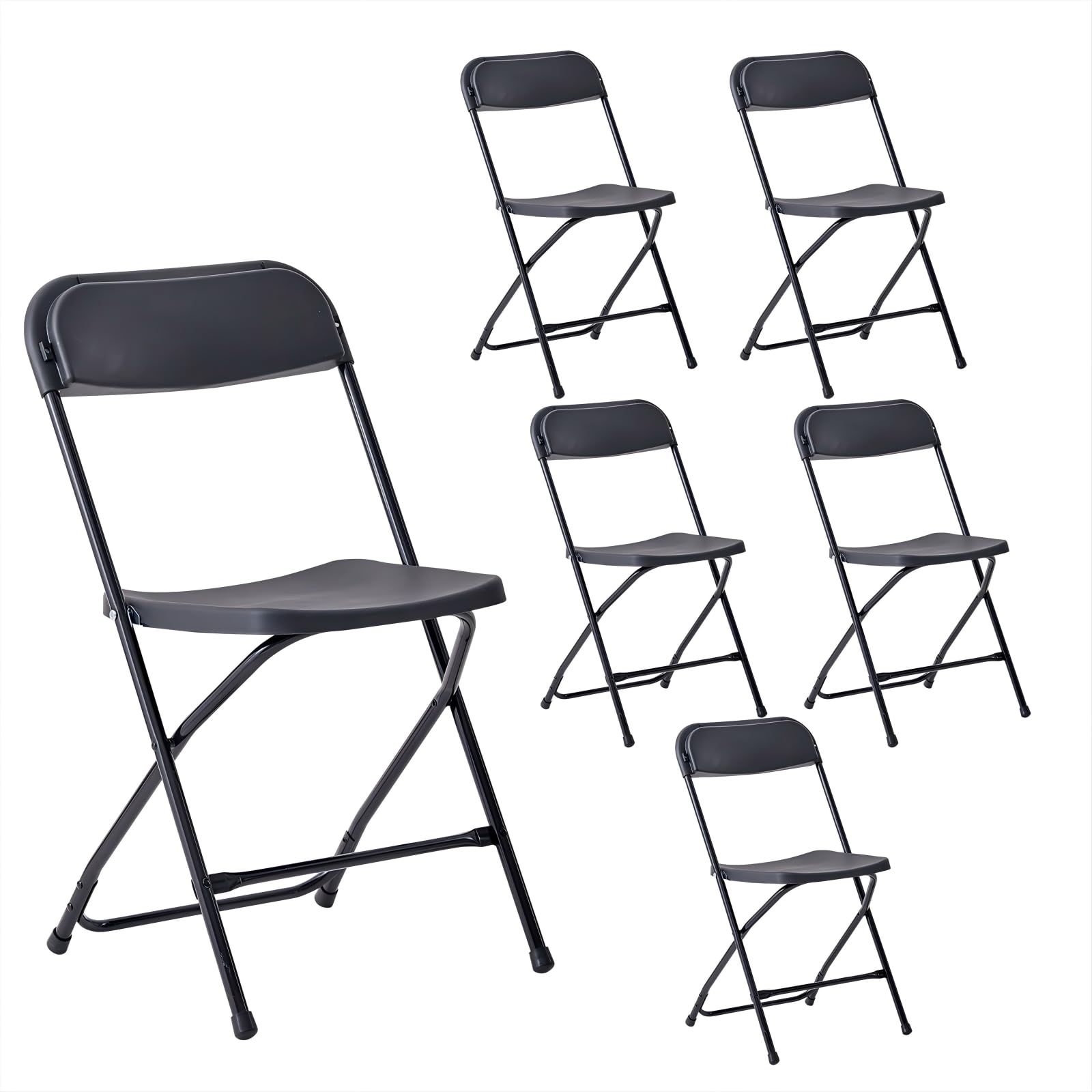 Amazon.com: SEALAMB 6 Pack Black Plastic Folding Chairs, Indoor Outdoor ...