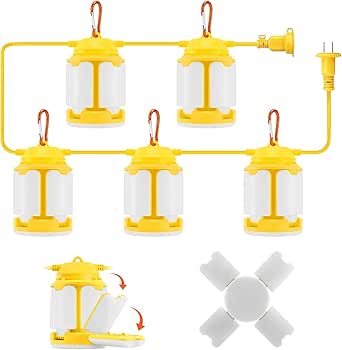 Amazon.com: 50FT Construction String Lights, 150W LED Industrial Grade ...