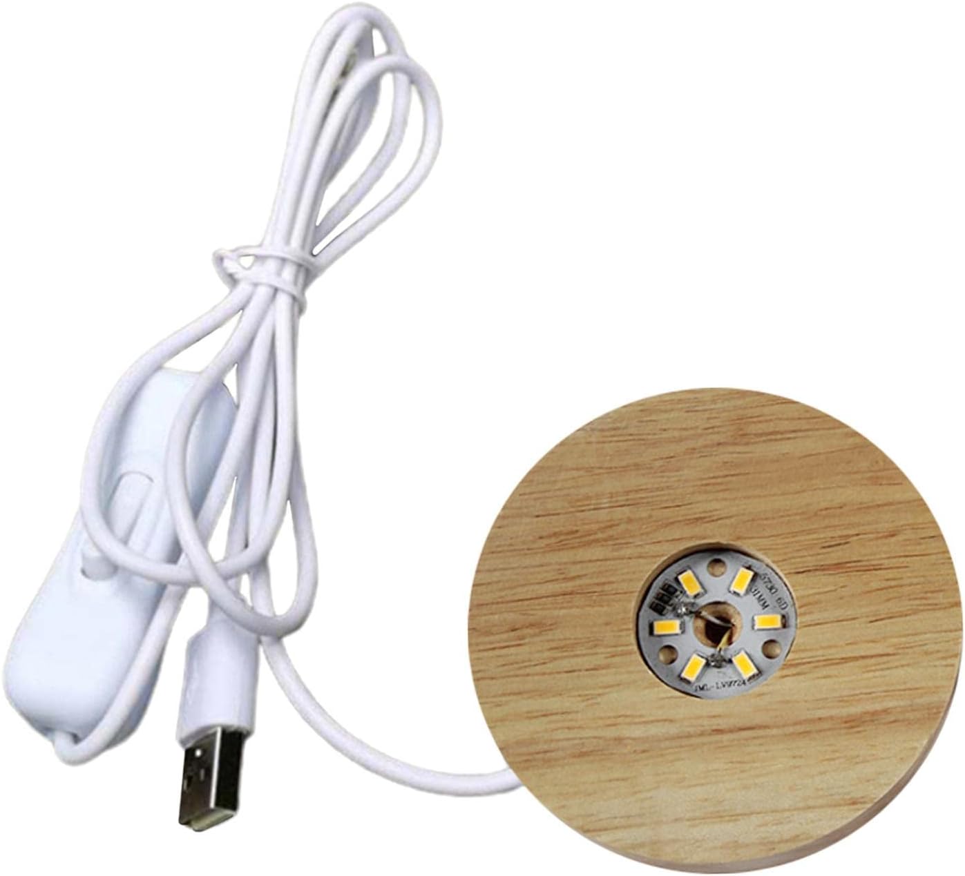 Generic LED Lamp Base, 70mm Wooden Lights Display Base USB Powered Lamp ...