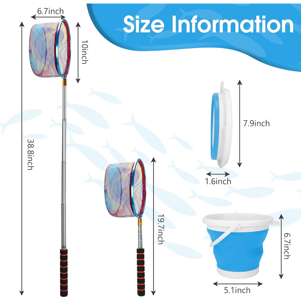 $3/mo - Finance Kids Fishing Net, 2 Pack Telescopic Fishing Landing Net ...
