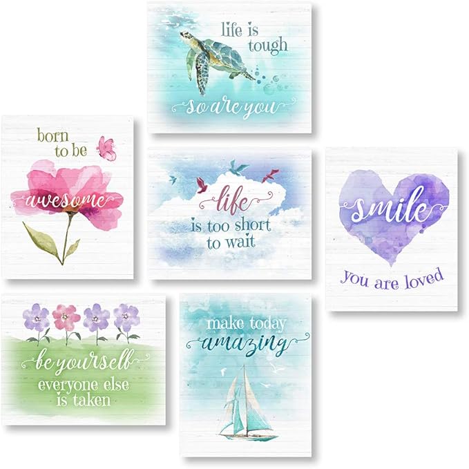 Amazon.com: 6 Unframed 8"X10" Pieces of Inspirational Wall Decor. These ...