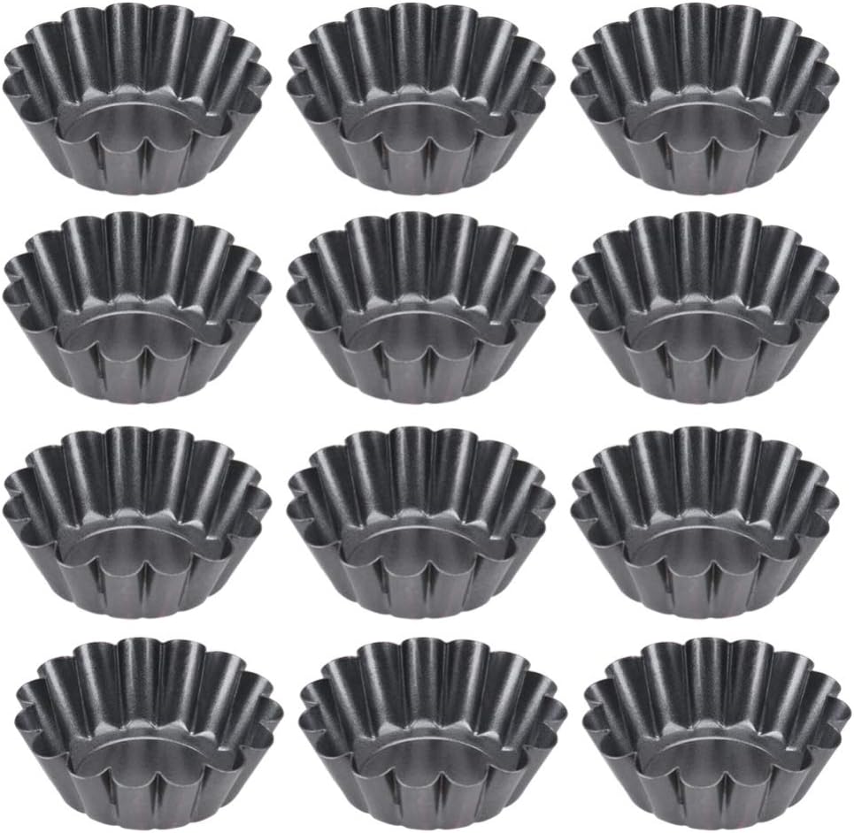 BESTONZON 12pcs Round Nonstick Tart Pan Egg Tart Tin Cupcake Pudding ...