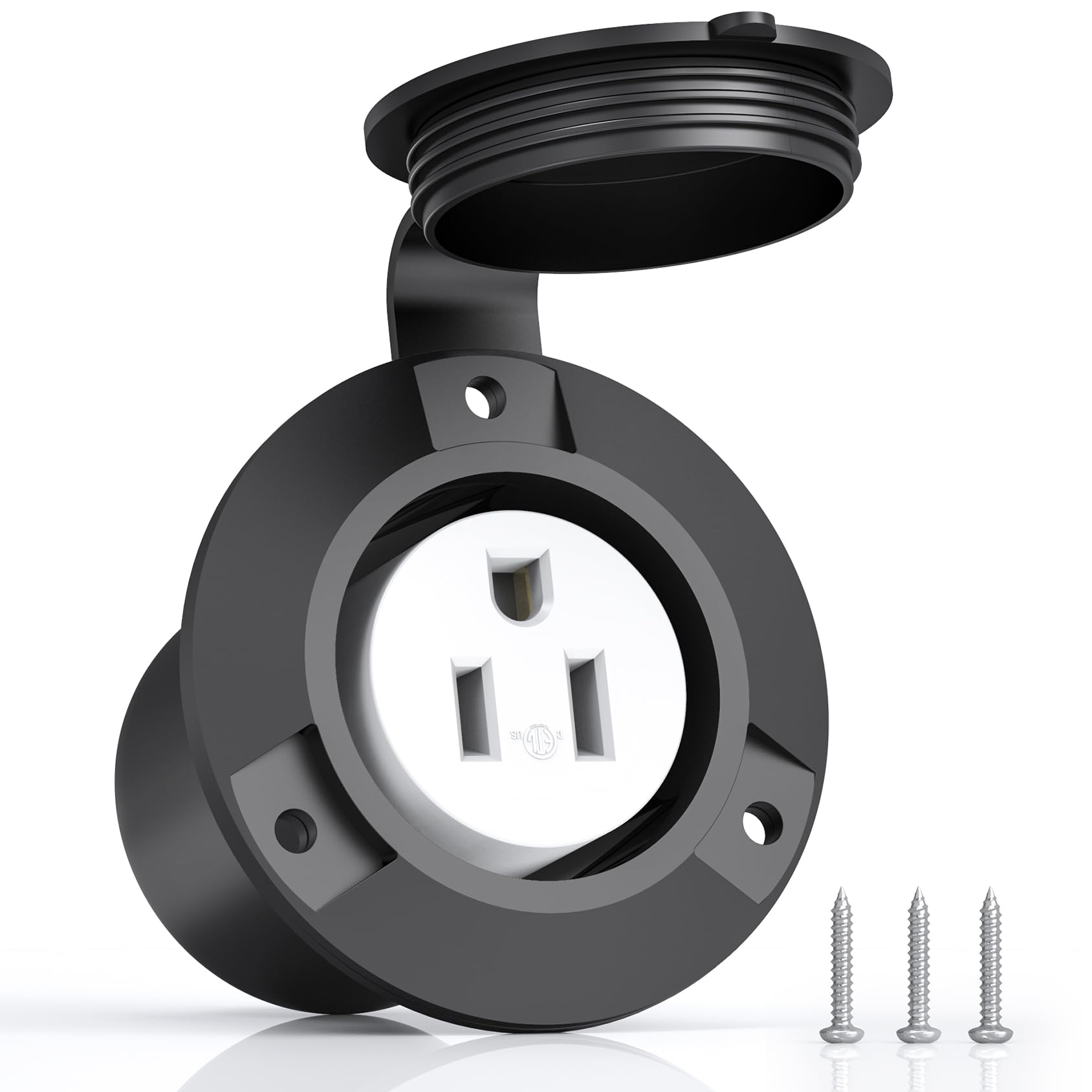 Amazon.com: 120V 15A Flanged Outlet Female Electrical Outlet with Cover ...