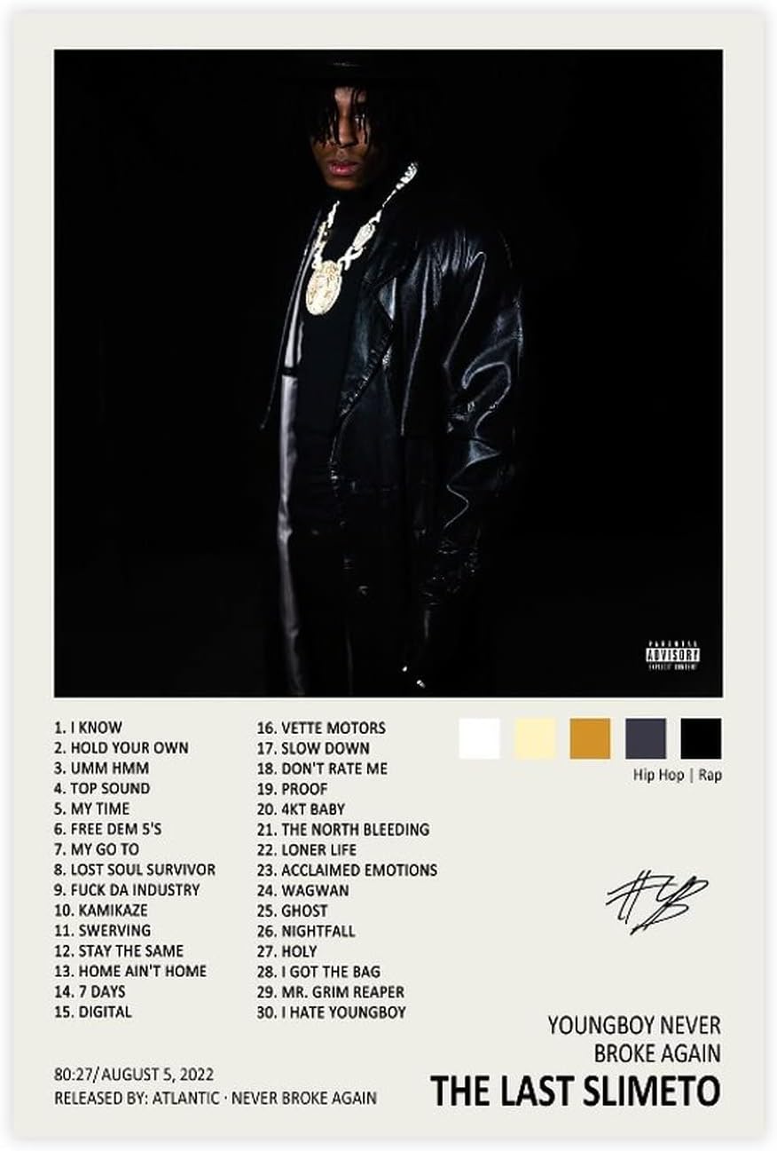 Amazon.com: TOBIANG Youngboy Poster The Last Slimeto Music Album Cover Signed Limited Poster ...