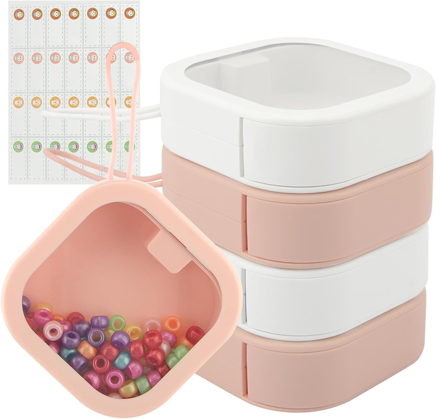 Amazon.com: NINEFOX 4pcs Hair Tie Organizer & 28pcs Name tag Stickers,Portable Travel Qtip ...