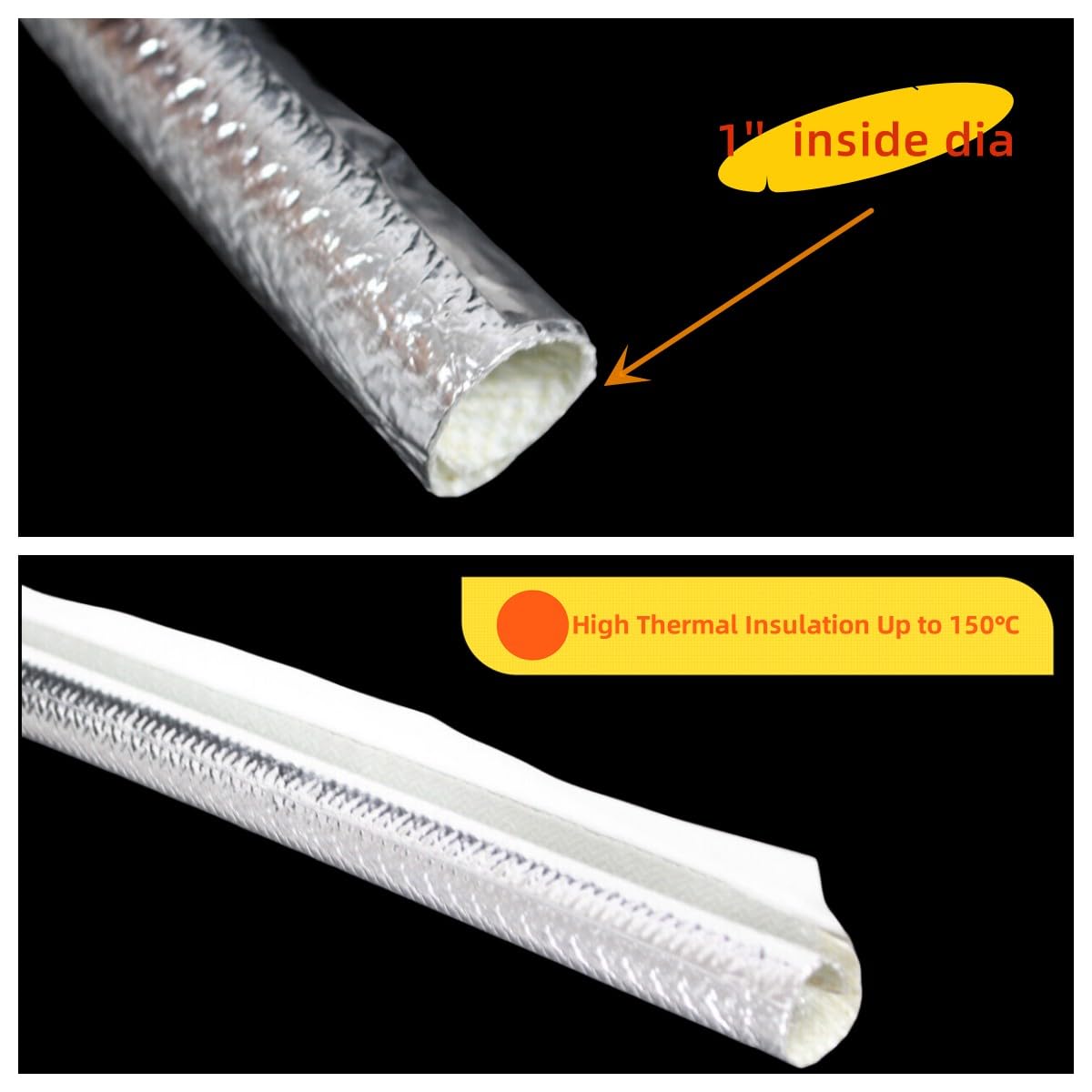 Snapklik.com : 25mm - 1" Self Closed Aluminized Heat Shield Sleeve ...