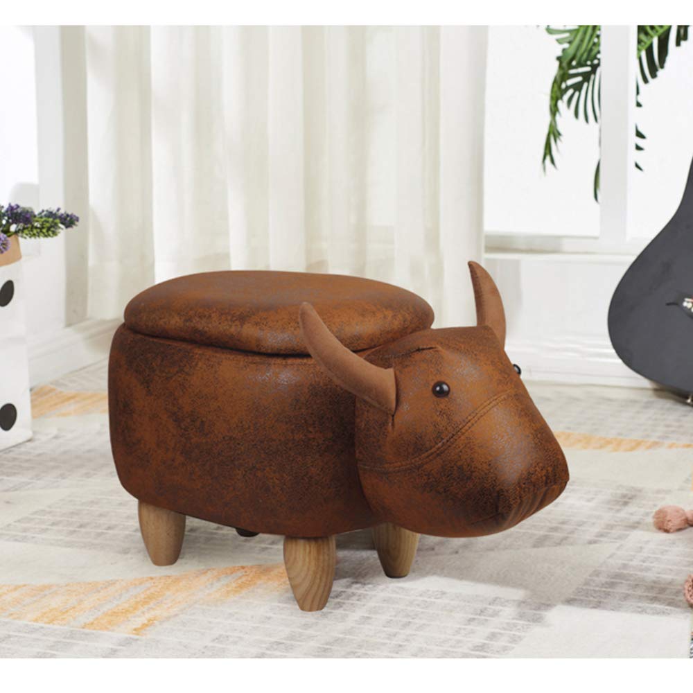GIA Kids Ottoman with Storage, Foot Stand and Wooden Legs, El Toro Bull ...