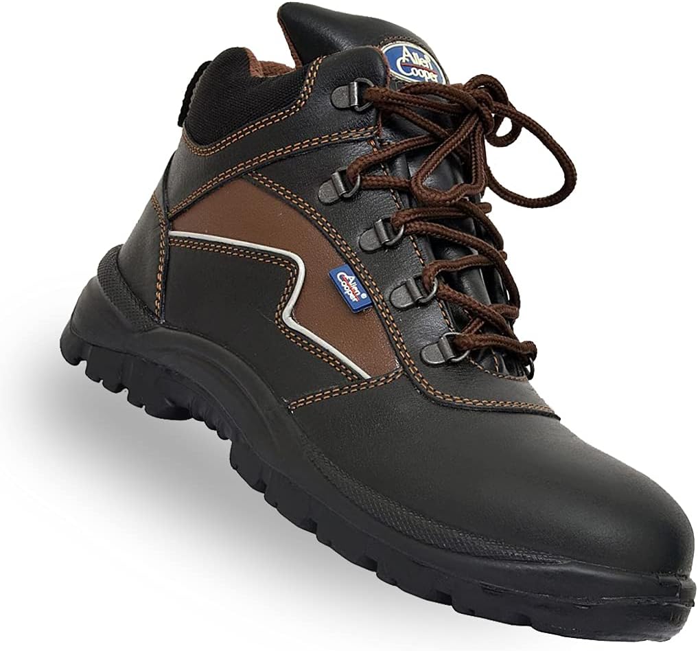 Allen Cooper 1008 Hi-Ankle Men's Safety Shoe, Size-8 UK, Black-Grey ...