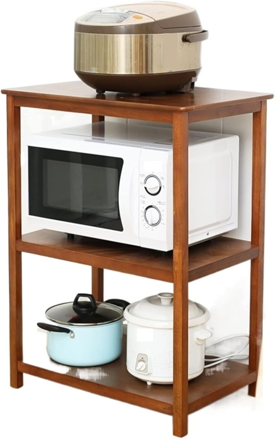 Amazon.com: Shelving Units for Storage Solid Wood Kitchen Microwave ...