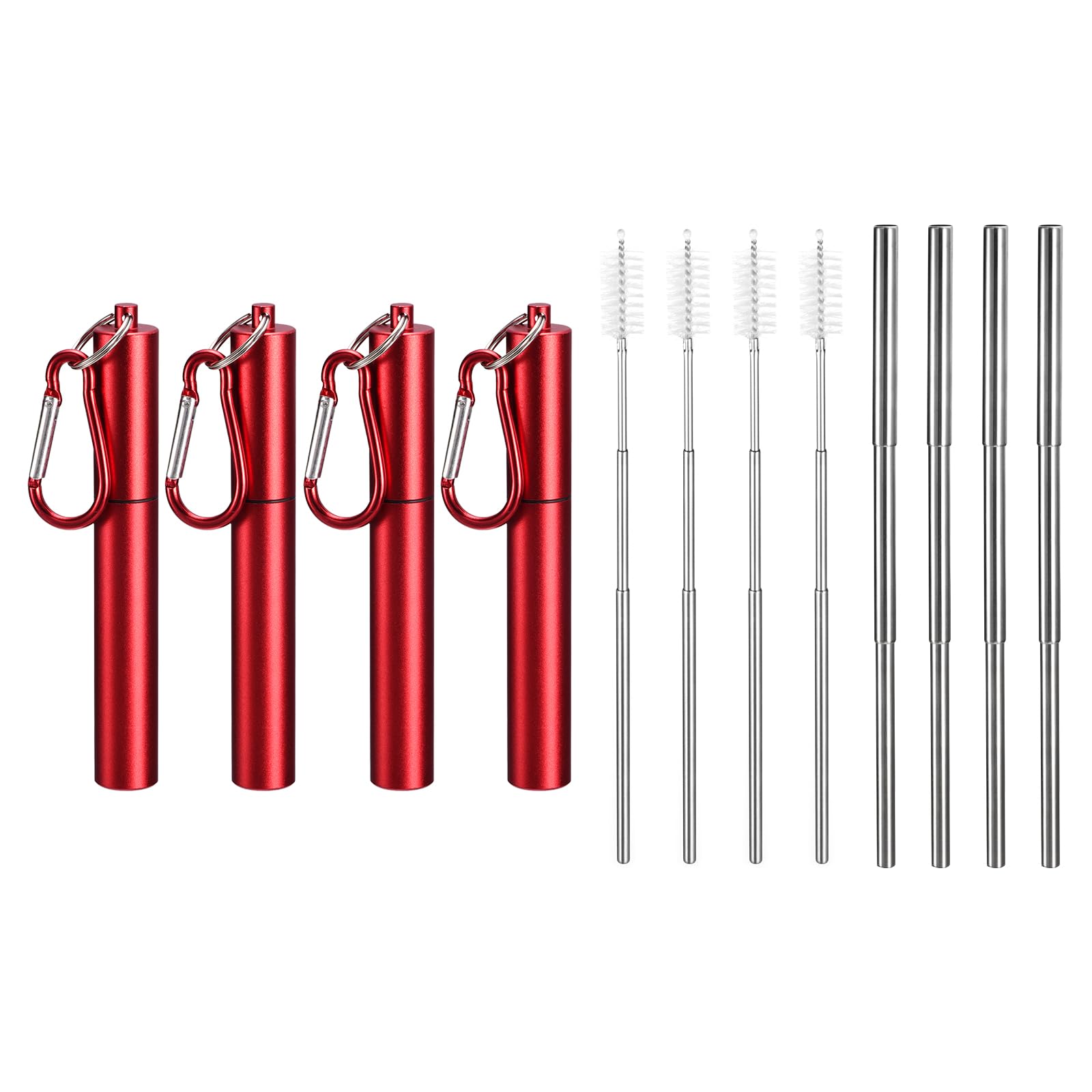 Amazon.com: uxcell 4Pcs Reusable Metal Straws, 3.7"-9.1" Portable ...