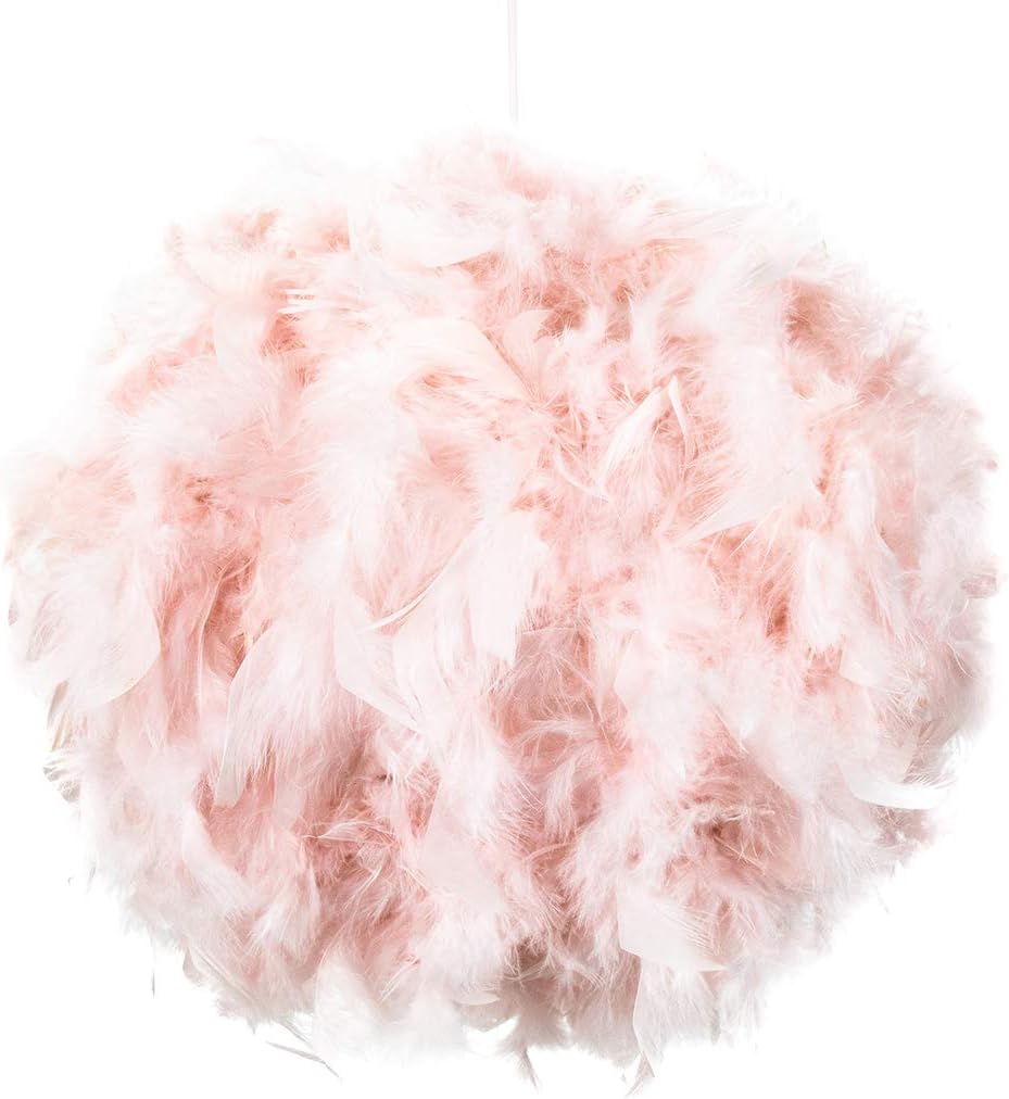 Contemporary and Unique Large Pink Real Feather Decorated Pendant Light ...