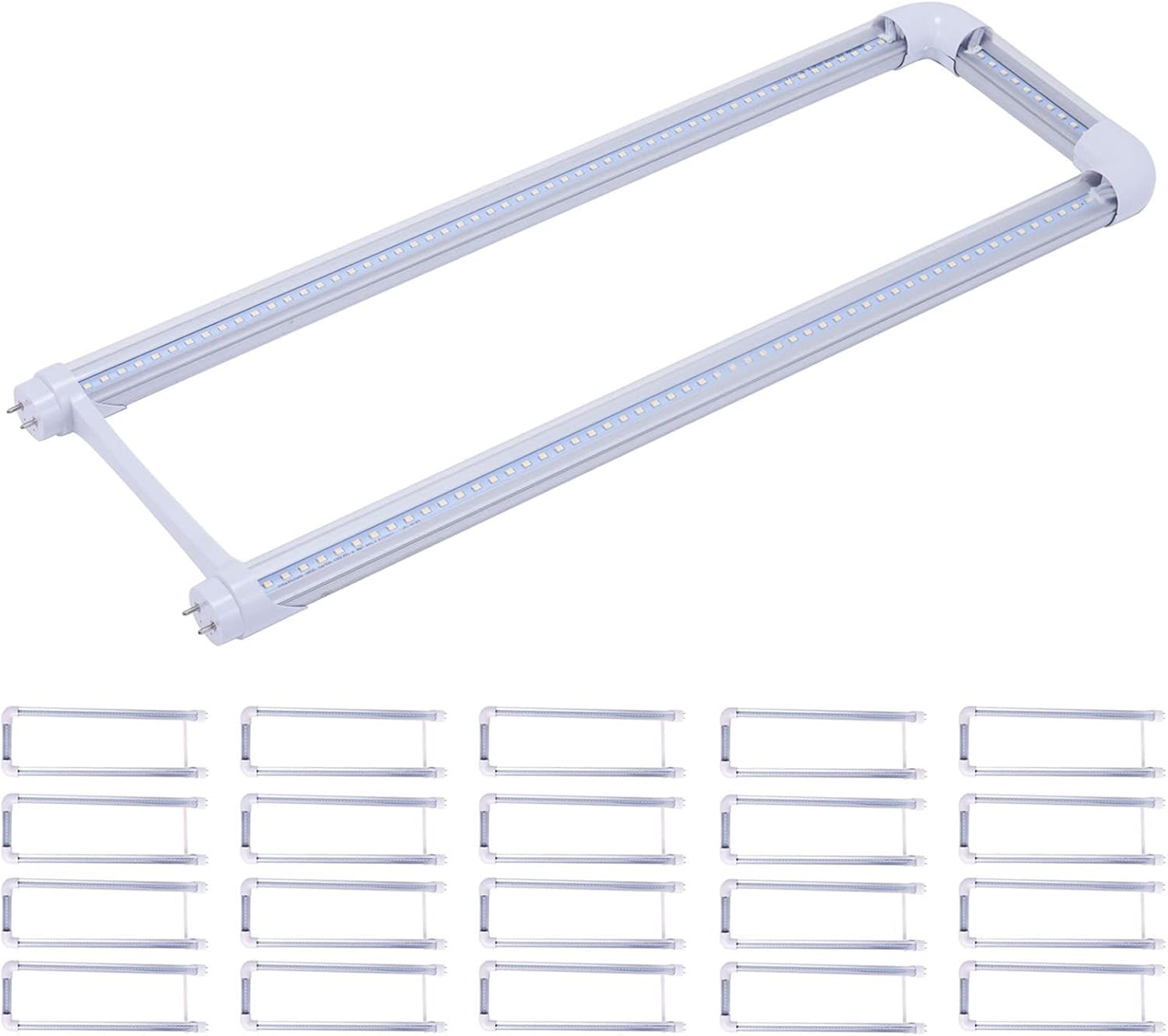 20 Pack T8 U Bend LED Tube Light Fixture,LED U Shaped Bulbs,2x2FT 24W ...