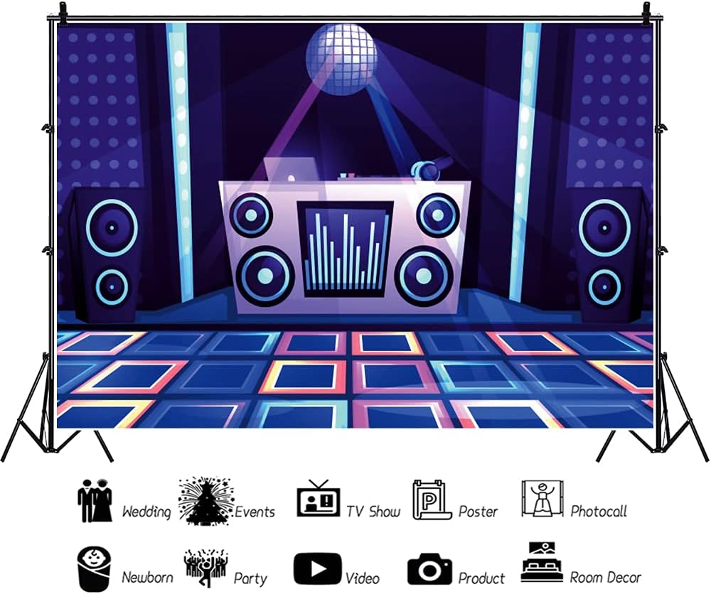 Buy AOFOTO 5x3ft Disco Theme Scene Backdrop Music Sound Headset Sphere ...