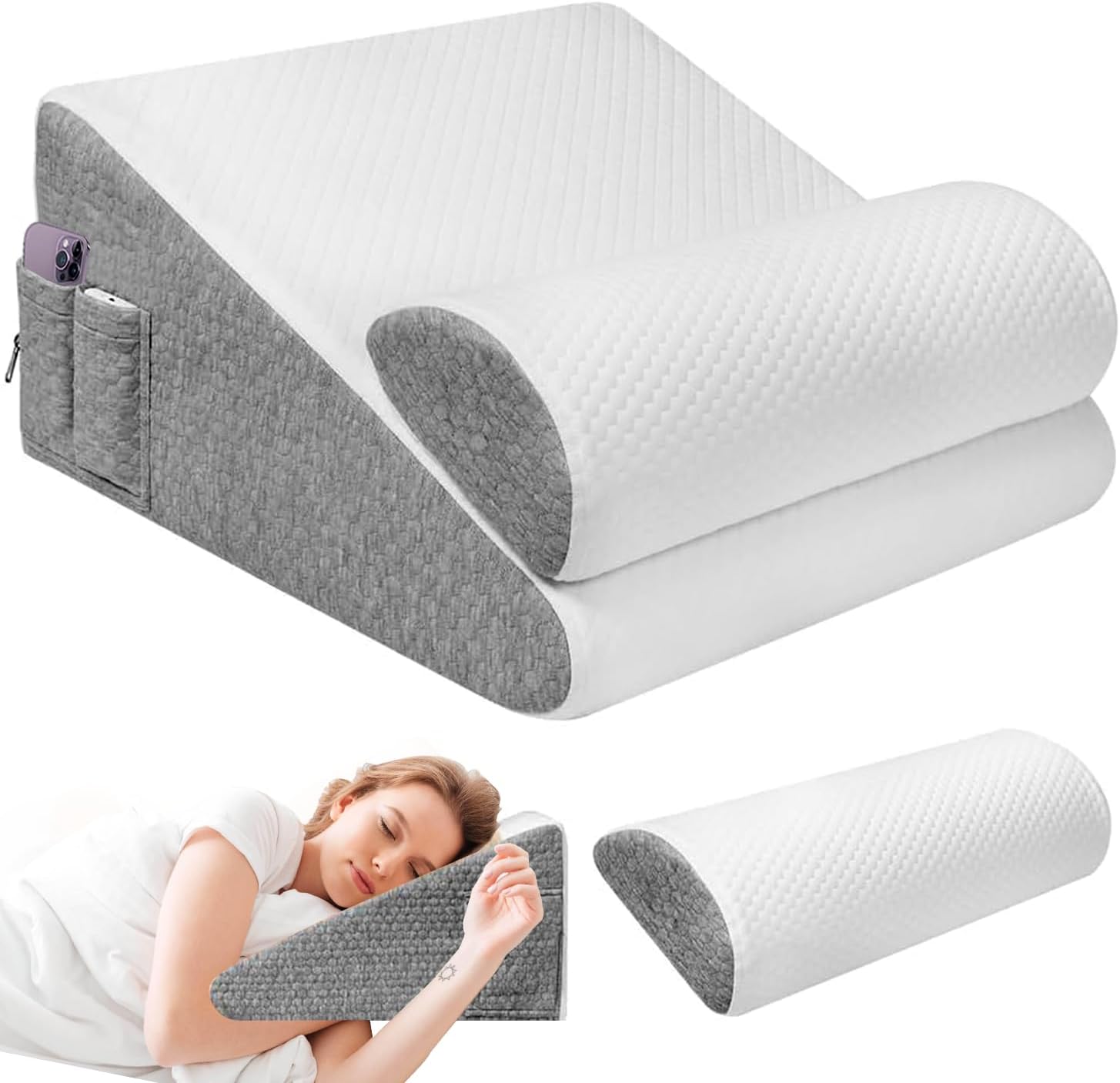 Unicame Almohada de cuña para Dormir, cuña Triangular de para Adultos ...