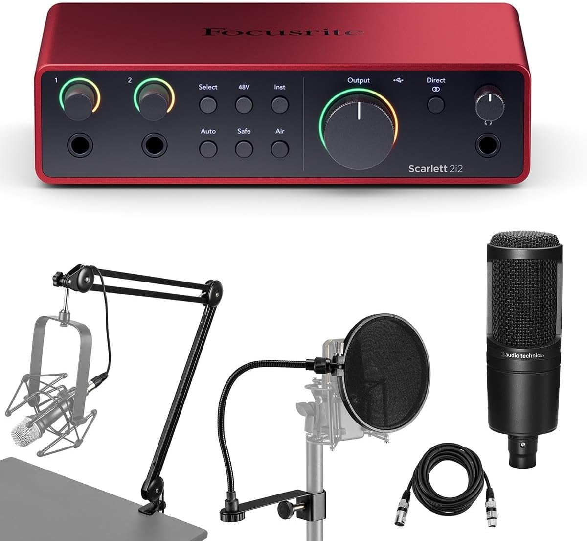 Amazon.com: Focusrite Scarlett 2i2 4th Gen USB Audio Interface with Software, Bundle with AT2020 ...