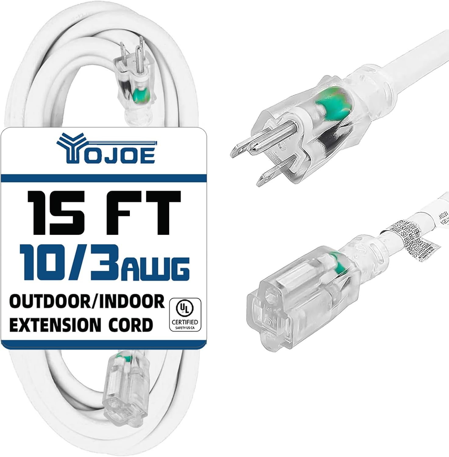 Amazon.com: YOJOE Indoor Outdoor Extension Cord with Lighted End, 3 ...