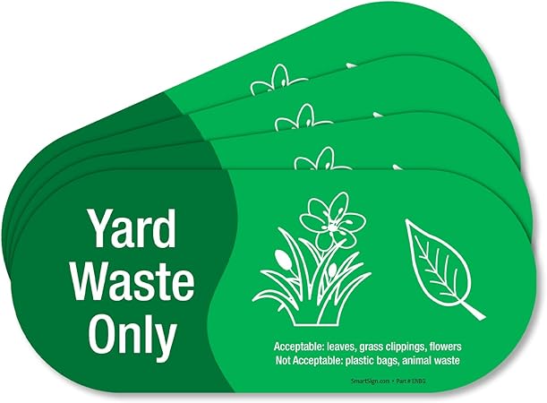 SmartSign (Pack of 4) 3.75 x 9 inch “Yard Waste Only” Sticker Labels ...