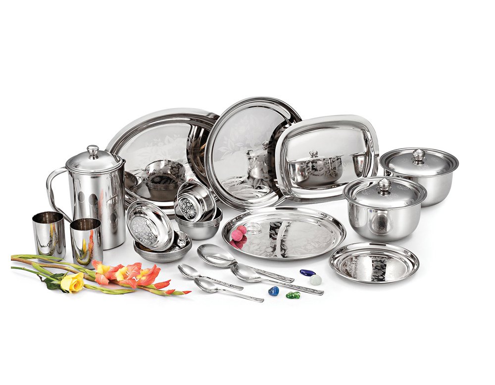 Buy Devidayal Stainless Steel Marvel Design Dinner Utensils, L-20 x W ...