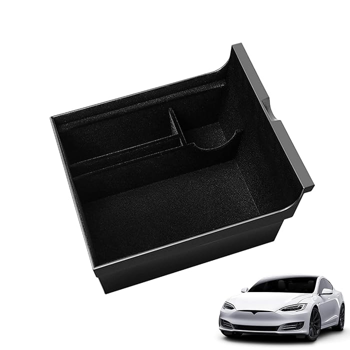 Buy Tmate 2021 Tesla Model 3 Model Y Flocked Center Console Organizer ...