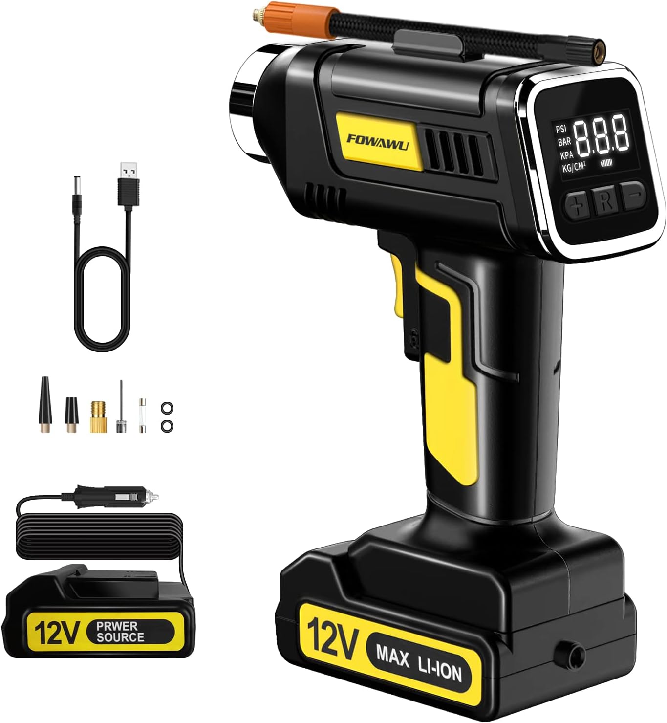 FOWAWU Tyre Inflator 150PSI 7800mAh, Portable Handheld Air Compressor ...