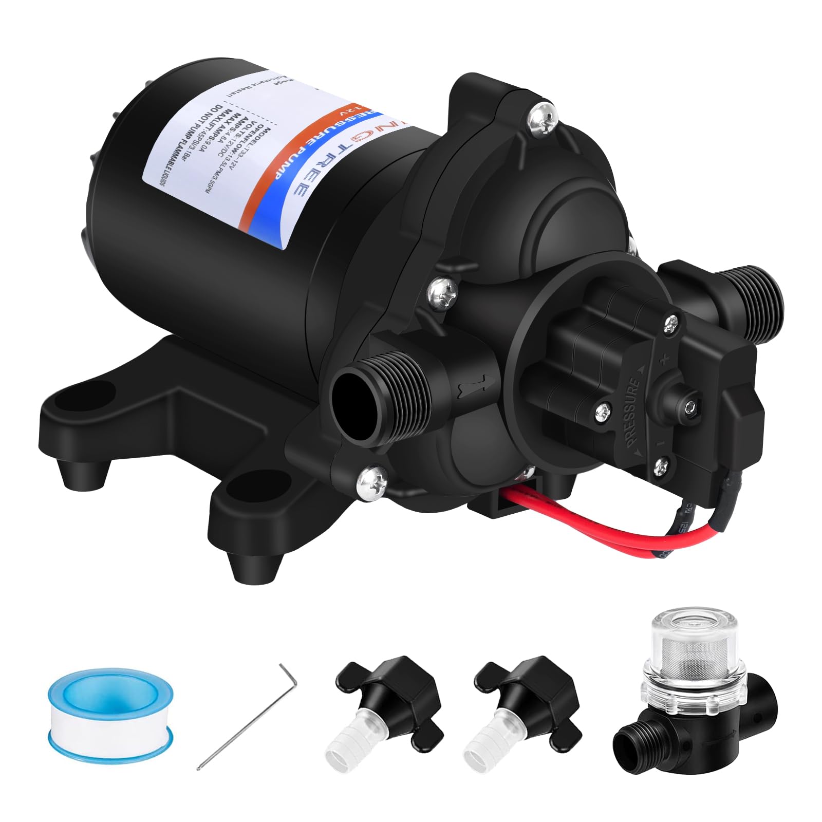 YOUNGTREE RV Fresh Water Pump 12V 3.5 GPM 45PSI On Demand 12Volt Small ...