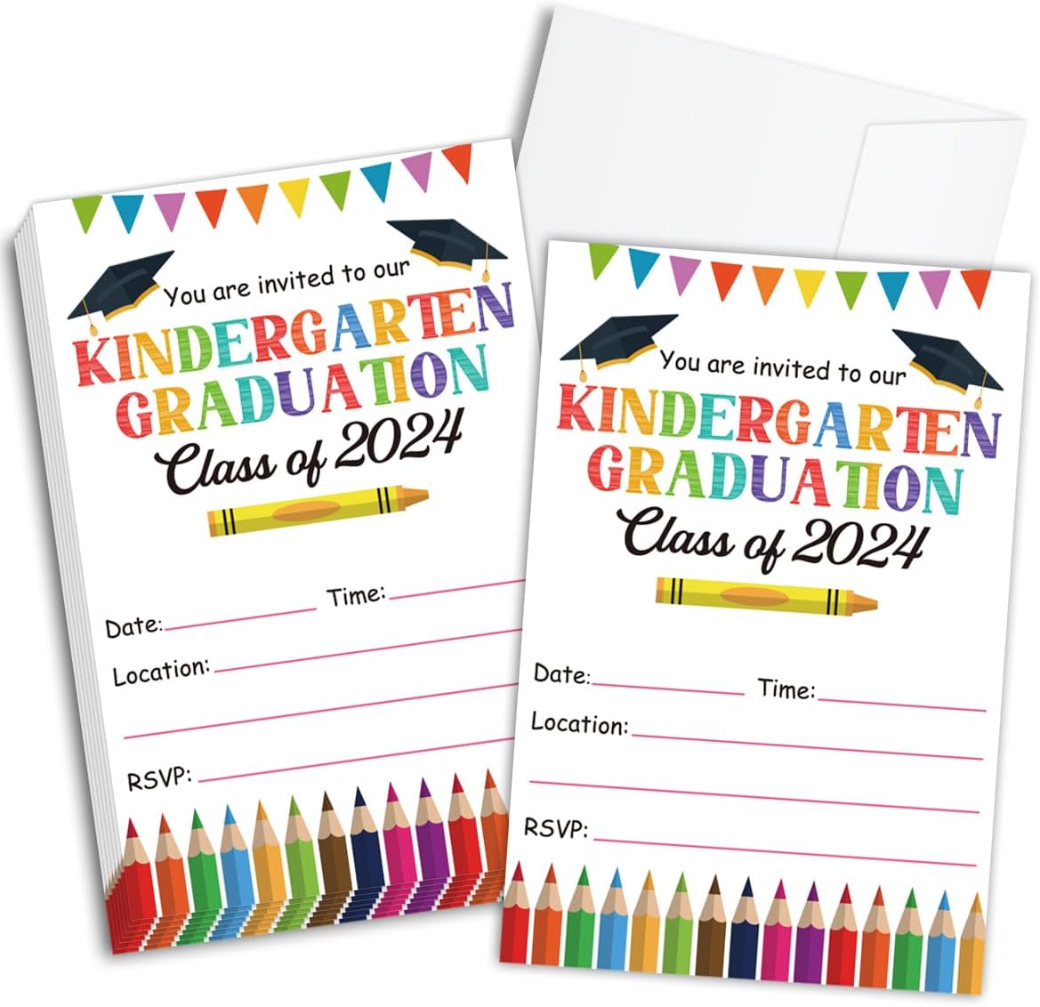 Amazon.com : SHIEL-EVEN Kindergarten Graduation Invitation Or ...