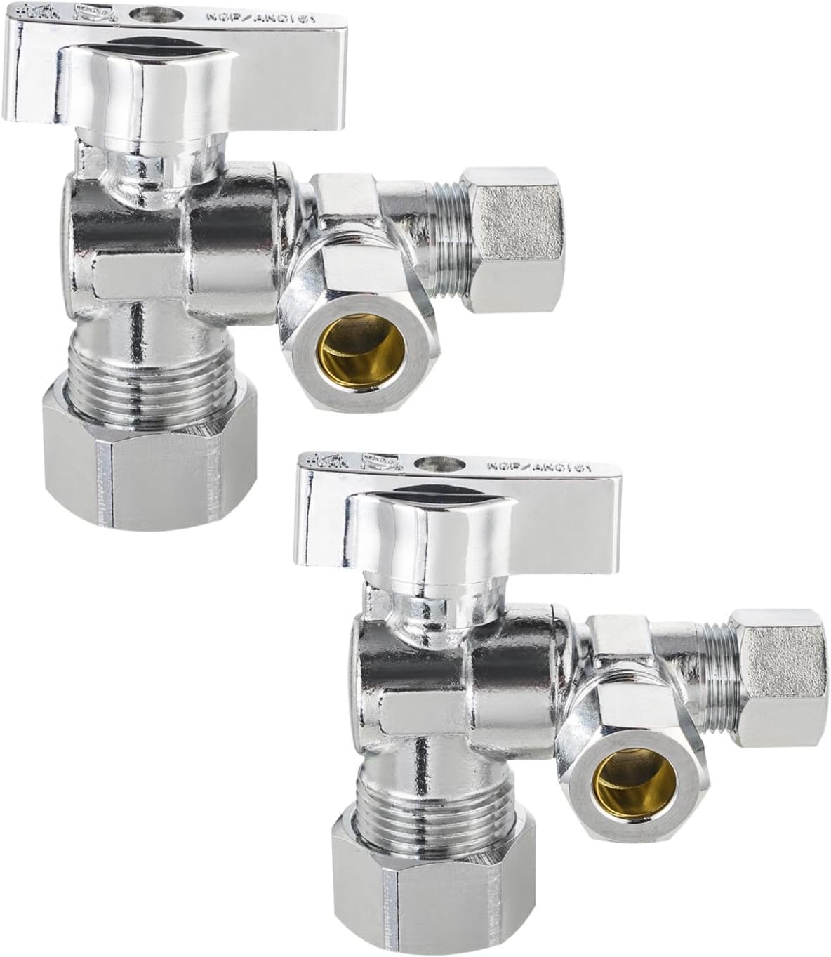 EZ-Fluid 1/2" Fip X 3/8"Comp X 3/8"Comp 1/4 Turn Dual Outlets Heavy ...