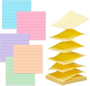 Amazon.com : 6Pads Pastel Lined Pop Up Sticky Notes 3x3 inch Refills ...