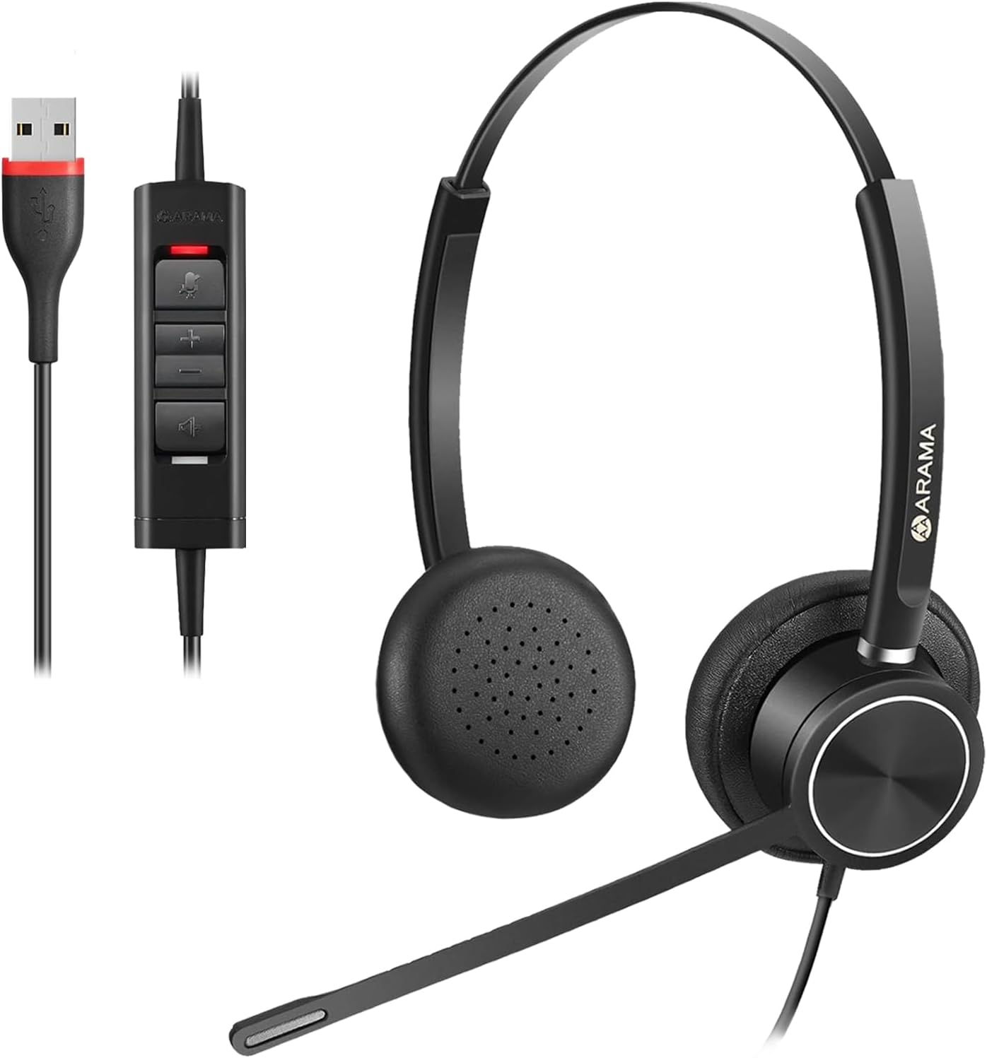 Arama USB Headset with Microphone, PC Headphones with Mic Noise ...